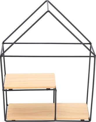 NUOBESTY Wandmontiertes Wandregal aus Eisen und Holz 325X245cm Schwarzes Nordisches Design Aufbewahrungshalter f&uuml;r Wohnzimmer Bad und K&uuml;che