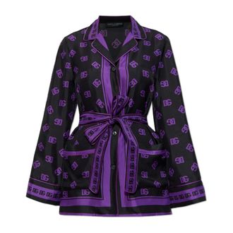 Dolce & Gabbana Chemise en soie avec ceinture - Femme - Blouses et Chemises - Violet - Taille: 36 FR