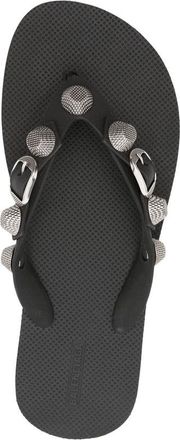Balenciaga Stud-Embellished Thong Sandals - Black