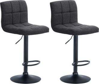 Clp Lot de 2 tabourets de bar Calma tissu Gris fonc&eacute; M&eacute;tal noir mat