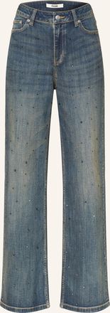 Maje Wide Leg Jeans Mit Schmucksteinen blau