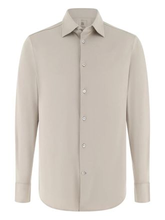 Boggi Milano mother-of-pearl button collar polo shirt - Nude