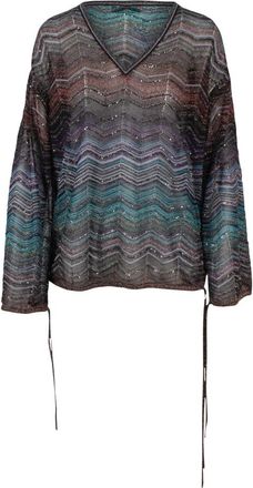 Missoni Femme, Blouses et Chemises, Multicolore, Taille: 36 FR Oversized Chevron Viscose Blouse