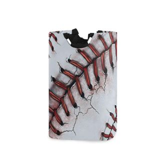 Mnsruu Gro&szlig;er W&auml;schesammler, Baseball-Muster W&auml;schekorb Faltbarer Kleidersack mit Griff Faltbarer Waschkorb