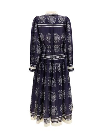 Alemais Womens Midi Shirt Dress Banderra Floral Print Ink Ramie