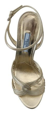 Prada Womens Leather Ankle Strap Stiletto Gold