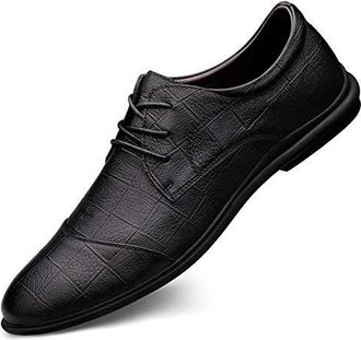 Generic Chaussures Oxford Formelles for Hommes, à Lacets, Bout Rond, Motif Bloc, Bout Droit, Chaussures Derby en Similicuir, Talon Bloc antidérapant, Semelle 