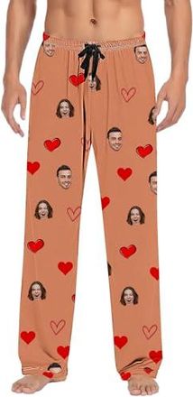 Generic Pantalon de pyjama pour couple - Pour la Saint-Valentin - Imprim&eacute; en 3D - D&eacute;contract&eacute; - Ample - Pour homme, Orange, 3XL