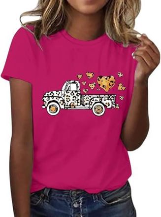 Generic Haut uni à manches courtes pour femme - Facile à porter - Couleur unie - Col rond - Manches courtes - T-shirt imprimé - Vêtements pour la vie quotidie