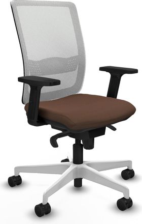 Piqueras y Crespo Haches Arbeitsstuhl mit 2D-Armen, h&ouml;henverstellbare Lendenwirbelst&uuml;tze, ausgestattet mit Sincro 5 Positionen und injiziertem Schaumstoff, Wei&szlig;/Dunkelb