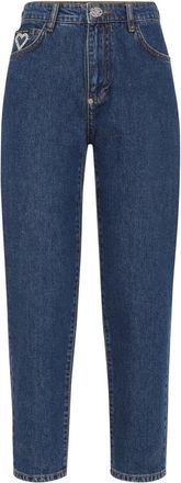 Philipp Plein Femme, Jeans, Bleu, Taille: W27 Crystal Denim Mom Fit Pantalons Heart