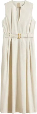 Woolrich Femme, Robes, Beige, Taille: 36 FR Robe sans manches en popeline avec ceinture