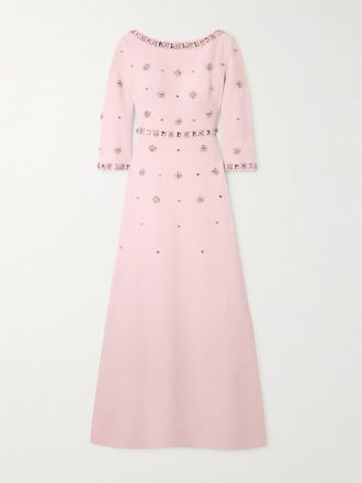 Huishan Zhang Enya Robe Aus Cr&ecirc;pe Mit Raffungen Und Kristallen - Pink