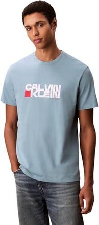 Calvin Klein T-Shirt Manches Courtes Homme Redbox Graphic Tee avec Logo, Bleu (Smoke Blue), M