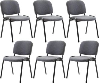 Clp 6er Set Besucherstuhl Ken Stoff I Stapelstuhl Mit Robustem Metallgestell I Polsterstuhl Mit Rückenlehne, Farbe:grau