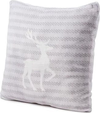 Gözze Wendekissen Scandic, Dekokissen mit Rentier und Eiskristall, Winterliches Sofakissen aus Mikrofaser, 45 x 45 cm - Creme