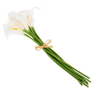 Supvox K&uuml;nstliche Calla Lilien 10 St&uuml;ck Packung Kleiner PU Blumen zur Dekoration von Vasen und Blumenarrangements Au&szlig;enbereich Wei&szlig; mit Gelb