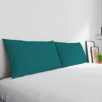 Italian Bed Linen Paar Kissenbez&uuml;ge Max Color 100% Baumwolle, Made in Italy, Gr&ouml;&szlig;e Kissenbezug 50 x 80 cm mit Innenklappe, einfarbig - Flaschengr&uuml;n