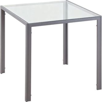 HOMCOM Esszimmertisch 75 x 75 cm, Quadratischer K&uuml;chentisch f&uuml;r 4 Personen, Esstisch aus Hartglas mit Metallbeine, moderner Tisch f&uuml;r K&uuml;che, Esszimmer und Wo