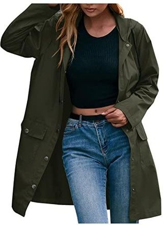 Generic Vestes pour femmes 2026 Manteau de pluie coupe-vent l&eacute;ger coupe-vent pour femme, Vert, S