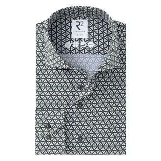 R2 Amsterdam Chemise en jersey simple imprim&eacute; - Homme - Chemises - Vert - Taille: S