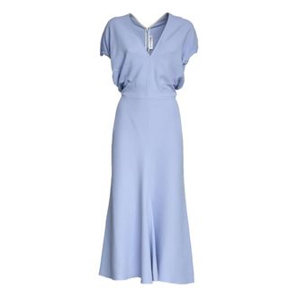 Victoria Beckham Femme, Robes, Bleu, Taille: 36 FR Robe Midi Col V