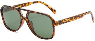 Generic Lunettes de soleil rétro surdimensionnées pour homme avec monture transparente - Jaune et bleu - UV400, Léopard Vert foncé, Taille unique