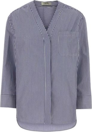 Max Mara Femme, Blouses et Chemises, Multicolore, Taille: 40 FR Blouse &agrave; col en V ray&eacute;e et brod&eacute;e