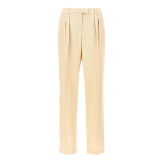 Tom Ford Seiden- und Woll-Twill Hose mit Bundfalten - - Trousers - Damen - Beige - XS