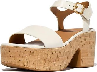 FitFlop FitFlop Femme Platfforms Leather/Cork Heeled Ankle-Strap Sandals cale, Paris Beige, 41.5 EU