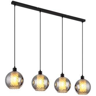 Globo Lighting H&auml;ngeleuchte Pendelleuchte Deckenleuchte schwarz Glaskugel rauchfarben L 110 cm