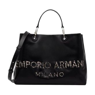 Emporio Armani Femme, Sacs, Noir, Taille: ONE Size Sac fourre-tout &agrave; logo appliqu&eacute;