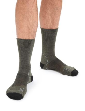 Icebreaker Merino Herren Hike+ Light Crew Socken, Loden Green/Black/Gristone Heather, Medium