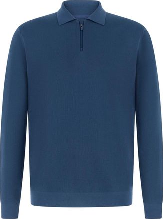 Boggi Milano zip knitted polo shirt - Blau