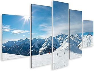 Islandburner Tableau sur toile Piste De Ski Dans Les Montagnes Cadre Affiche Poster Murale Tableaux
