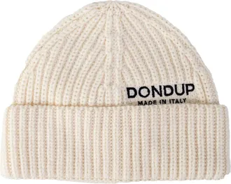 Dondup Homme, Accessoires, Beige, Taille: ONE Size Ribbed Wool Beanie