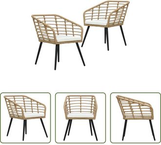 vidaXL vidaXL Eiche - Gartenst&uuml;hle 2 Stk. mit Auflagen Poly Rattan Eiche