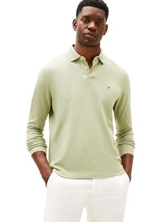 Tommy Hilfiger Polo d&eacute;contract&eacute; &agrave; Manches Longues pour Homme, Coupe Droite avec Coton Liquide, Sauge de la, M