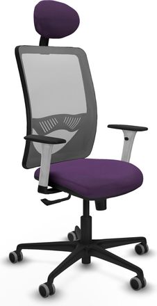 Piqueras y Crespo Schreibtischstuhl Zulema mit wei&szlig;en und schwarzen Armlehnen, h&ouml;henverstellbarer Lendenwirbelst&uuml;tze und festem Kopfteil, ausgestattet mit 3 Positionen,