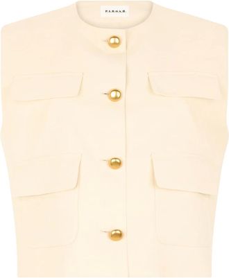 P.A.R.O.S.H. P.a.r.o.s.h., Femme, Vestes, Beige, Taille: 36 FR Viscose-Linen Vest