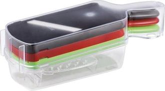 Kyocera Slice & Grate Keramik Hobel Set 6-teilig, 2 Hobel, 1 Reibe mit Auffangbox (600ml, Extra scharfe Keramik-Klingen, Gemüsehobel mit Fingerschutz, Kunstst