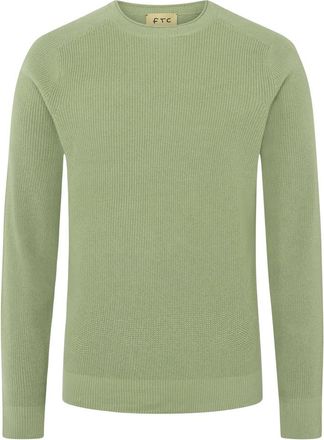 FTC Glattstrick-Rundhalspullover aus einem Baumwolle-Kaschmir-Mix in
