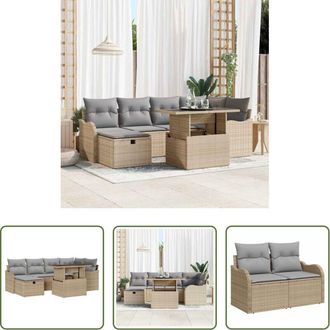 vidaXL vidaXL Freisitz - Garten-Sofa-Set mit Kissen mit Speicher 7 pcs Beige Poly Rattan