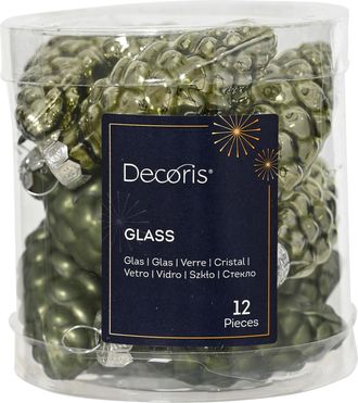 Kaemingk Christbaumschmuck Zapfen 6cm Glas 12 Stück - matt & glänzend - Glaszapfen Christbaumkugeln Weihnachtsbaumkugeln Weihnachten - Weihnachtsbaumschmuck - 