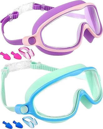 Generico Schwimmbrille, breites Sichtfeld für Kinder, beschlagfrei, mit Nasenklammer, für Kinder, Pool, Schnorcheln, Tauchen