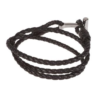 Tom Ford Homme, Accessoires, Noir, Taille: M Braided Leather T Bracelet