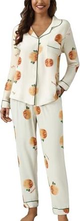 Generic Ensemble de pyjama 2 pièces pour femme - Ensemble de pyjama à manches longues pour femme - Ensemble de vêtements de détente pour femme - Imprimé flora
