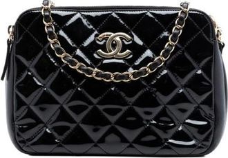 Chanel Sac bandouli&egrave;re matelass&eacute; en cuir verni Pre-owned - Femme - Pre-owned - Noir - Taille: ONE Size