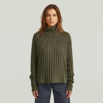 G-Star Washed Loose Turtle Knit - Gr&uuml;n - Damen