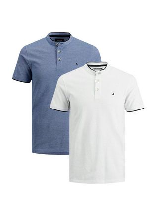 Jack & Jones Poloshirt 2er Pack Paulos Mao (Spar-Set, 2-tlg) Poloshirt - Baumwolle - Atmungsaktiv - Mit Knopfleiste